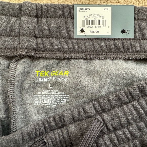 tek gear | Pants | Mens Tek Gear Grey Fleece Sweatpants Size L New With ...
